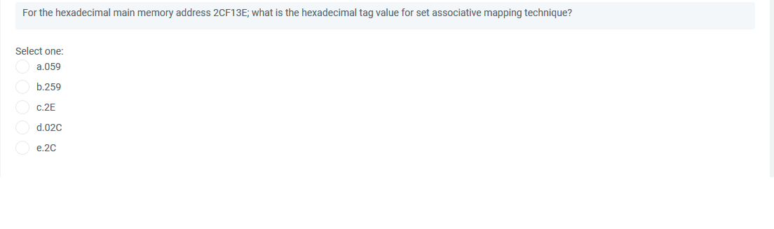 Solved For the hexadecimal main memory address 2CF13E; what | Chegg.com
