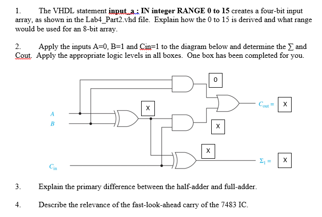 Solved 1 The Vhdl Statement Inputa In Integer Range 0 To 1344