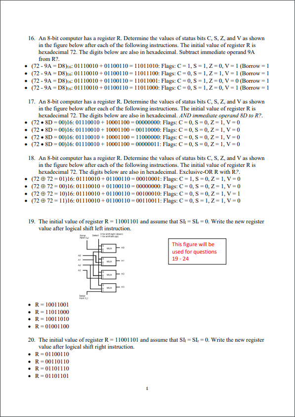 Solved 16. An 8-bit computer has a register R. Determine the | Chegg.com