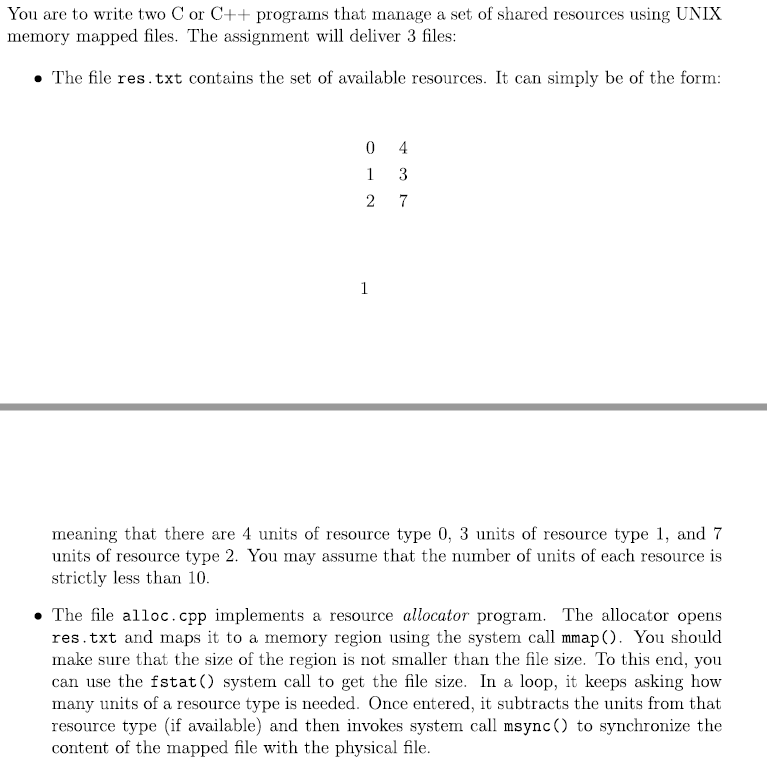 You Are To Write Two C Or C Programs That Manage A 0434