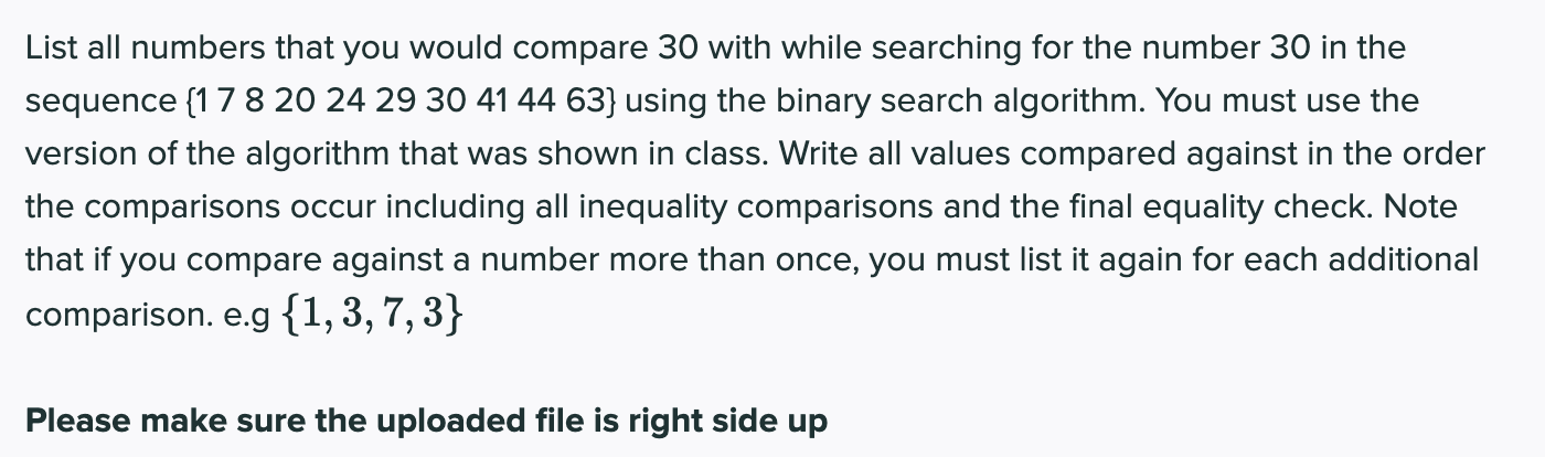 Solved List all numbers that you would compare 30 with while | Chegg.com