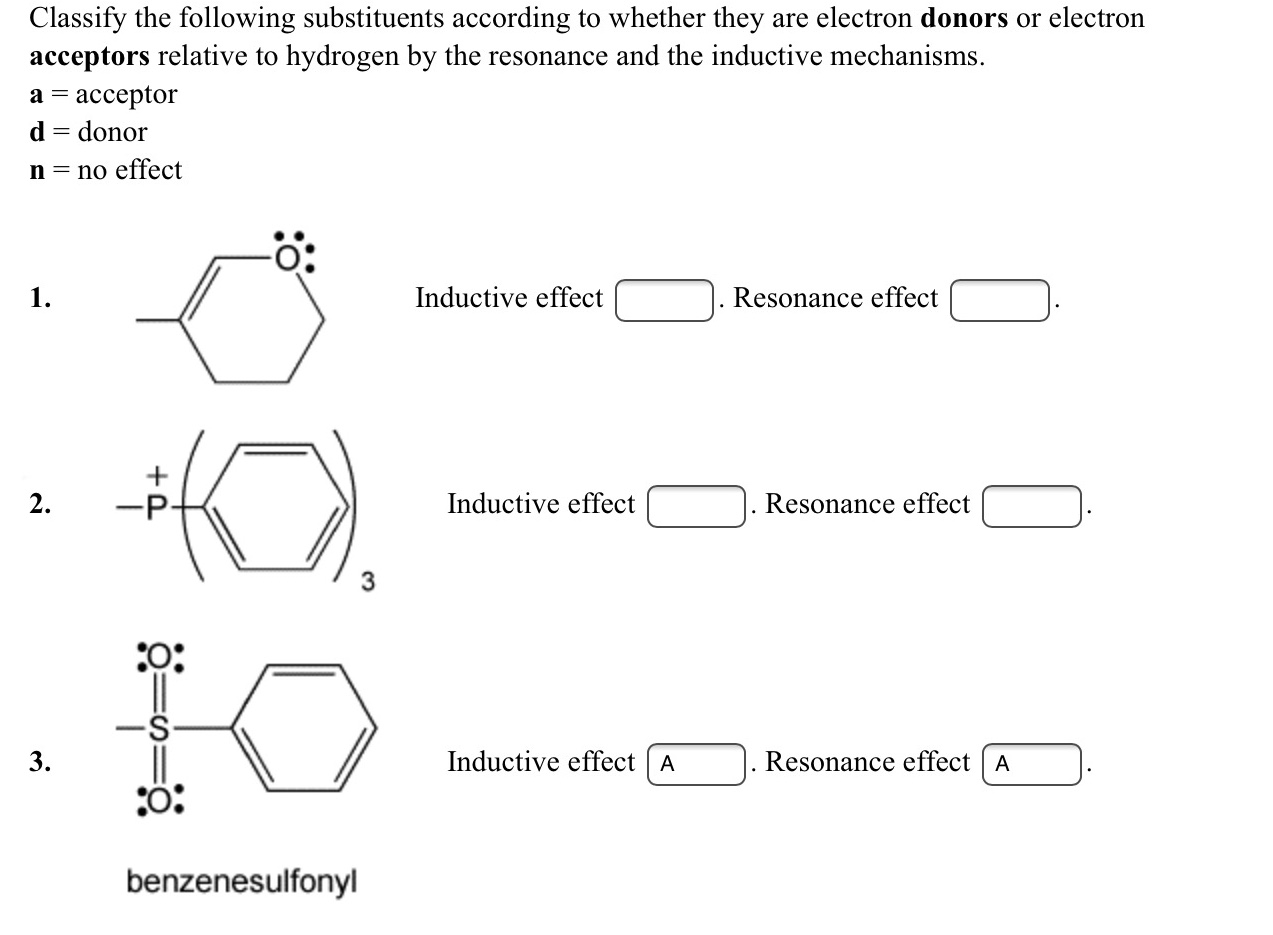 Solved Classify The Following Substituents According To