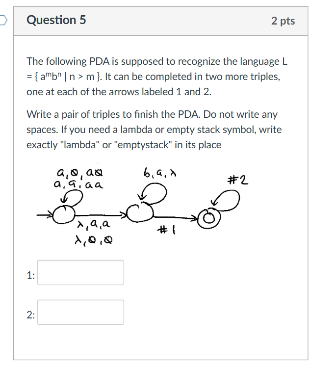 Solved Question 5the Following Pda Is Supposed To Recognize