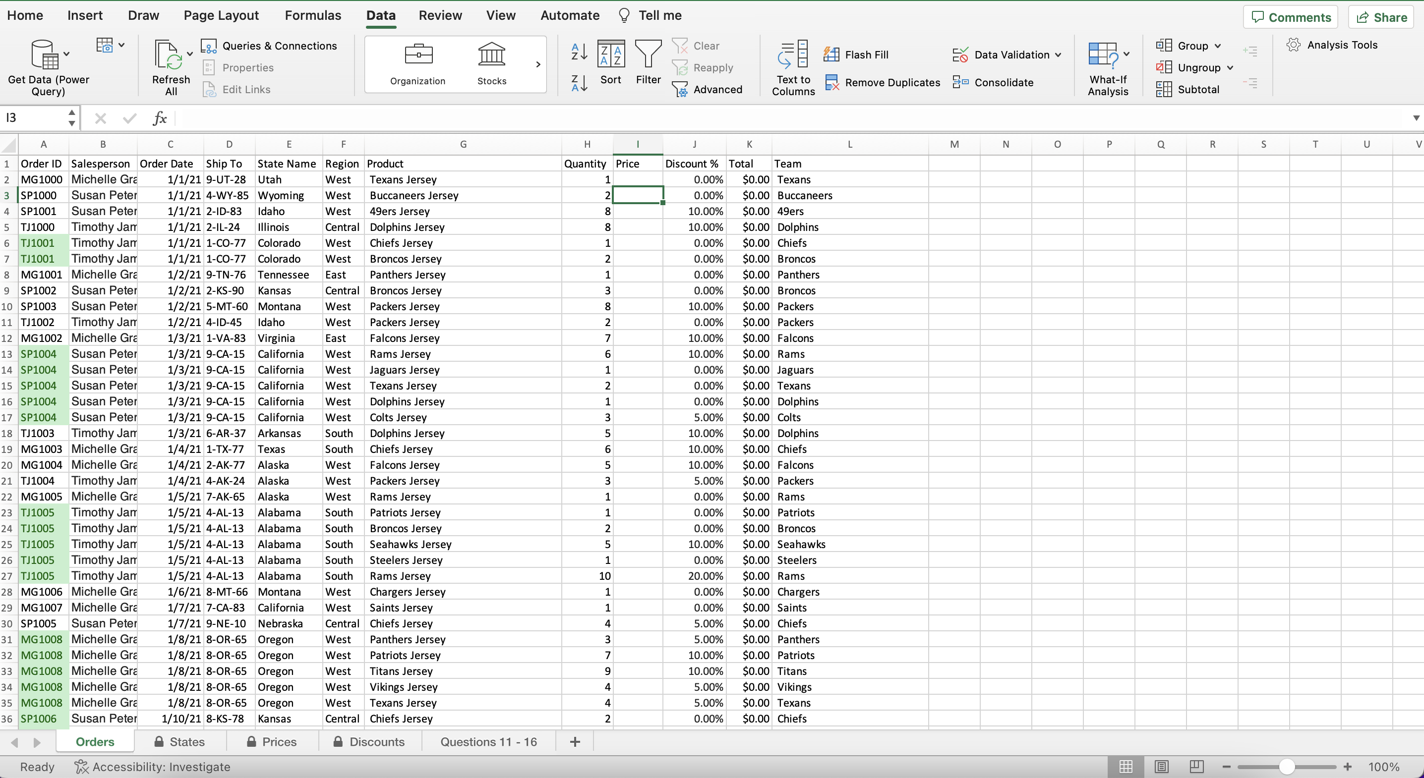 Solved Use a function in cell B11 of the Questions 11 - 16 | Chegg.com