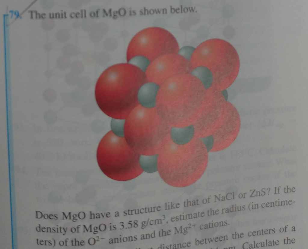Solved 7y The uni cell of MgO is shown below go have a | Chegg.com