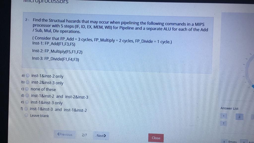 Solved cessors 2 - Find the Structual hazards that may occur | Chegg.com