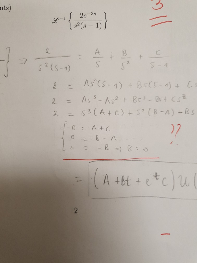 Solved 2e-3s 1 B + (S-1) S S² S-1 2 – As (S-1) + BS(S-1) + | Chegg.com