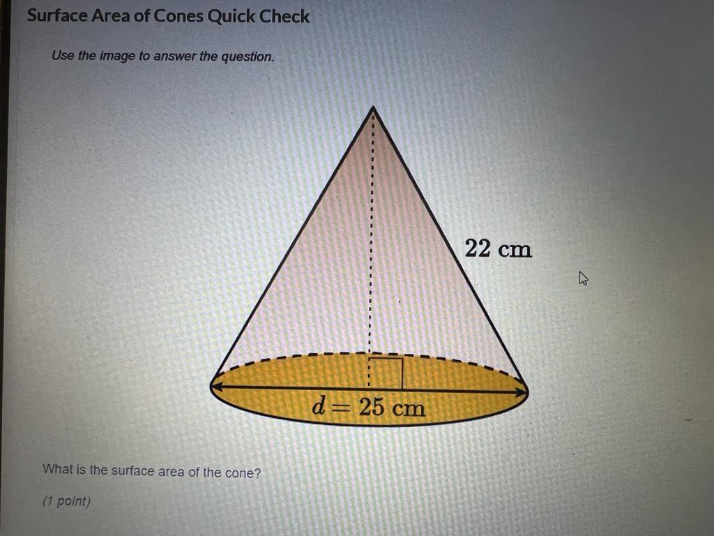Solved Surface Area of Cones Quick Check Use the image to | Chegg.com