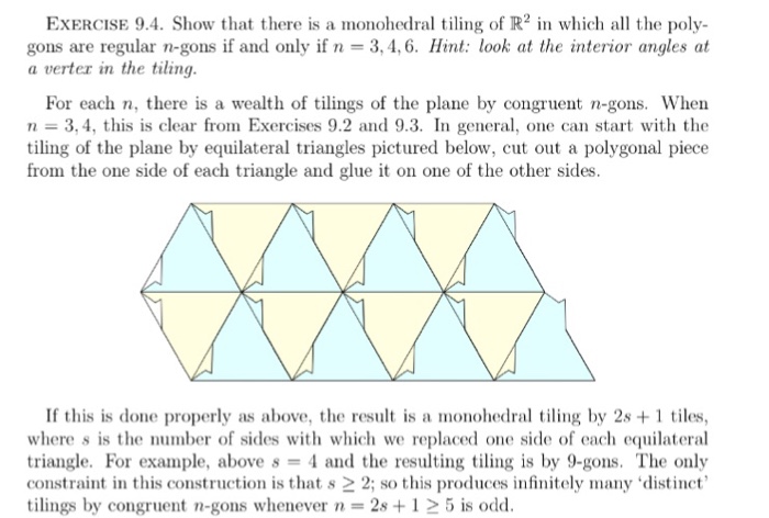 Solved EXERCISE 9.4. Show that there is a monohedral tiling | Chegg.com