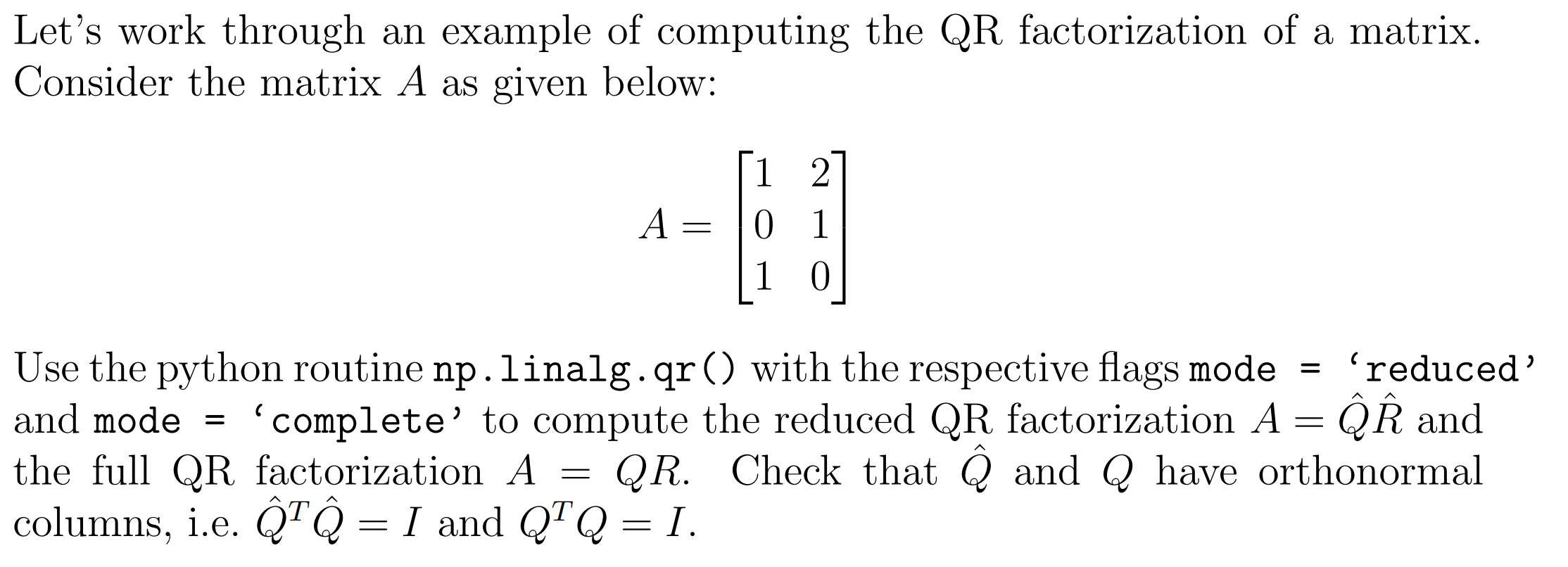Solved Let's work through an example of computing the QR | Chegg.com