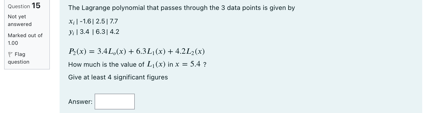 Solved Question 15 The Lagrange polynomial that passes | Chegg.com