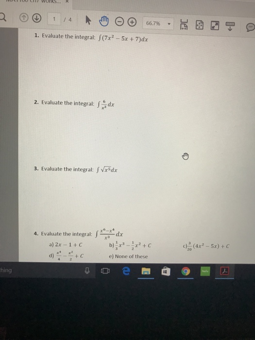 Solved Evaluate the integral: integral (7x^2 - 5x + 7) dx | Chegg.com