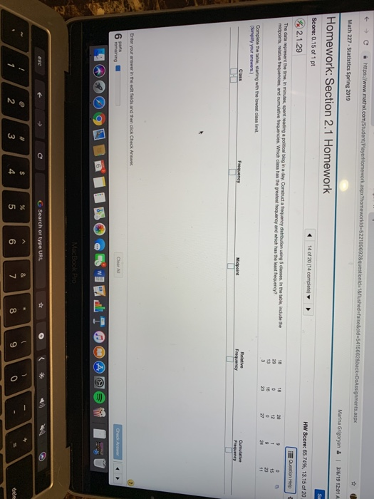 Solved Math 227-Statistics Spring 2019 Homework: Section 2.1 | Chegg.com