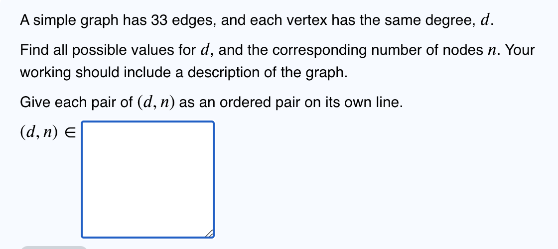 Solved A simple graph has 33 edges, and each vertex has the | Chegg.com