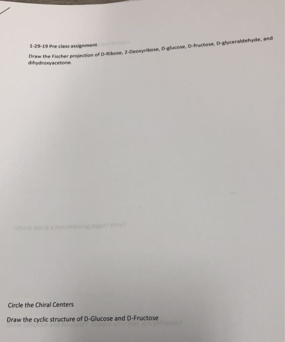 Solved w the Fischer projection of D-Ribose, 2-Deoxyribose, | Chegg.com