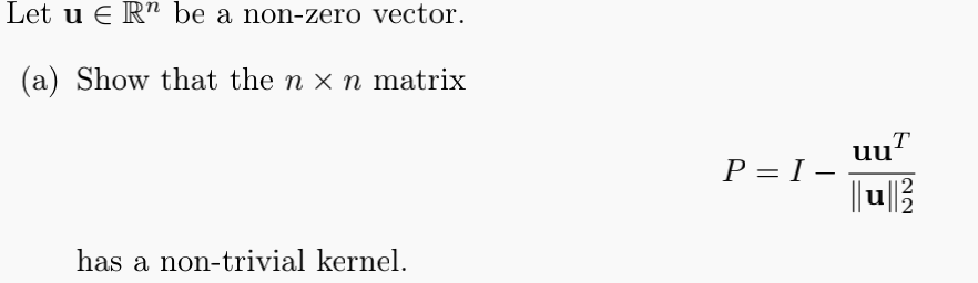 Solved Let u ER" be a non-zero vector. (a) Show that the n x | Chegg.com