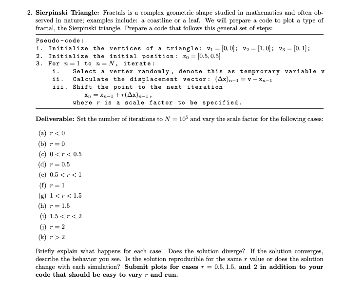 Solved Sierpinski Triangle: Fractals is a complex geometric | Chegg.com