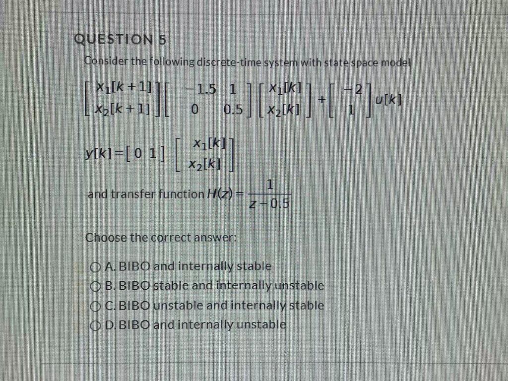 Solved Consider the following discrete-time system with | Chegg.com