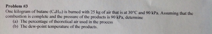 Solved One kilogram of butane (C_4H_10) is burned with 25 kg | Chegg.com