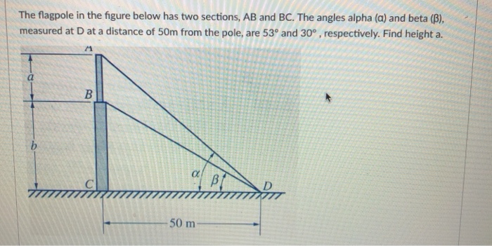 Solved The flagpole in the figure below has two sections, AB | Chegg.com