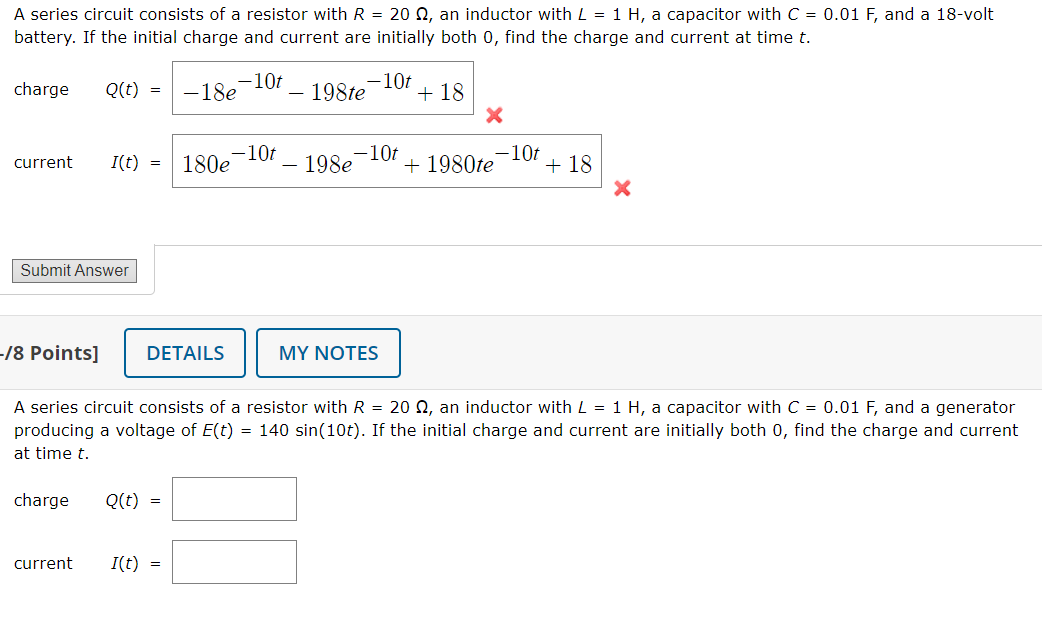 Solved A series circuit consists of a resistor with R=20Ω, | Chegg.com