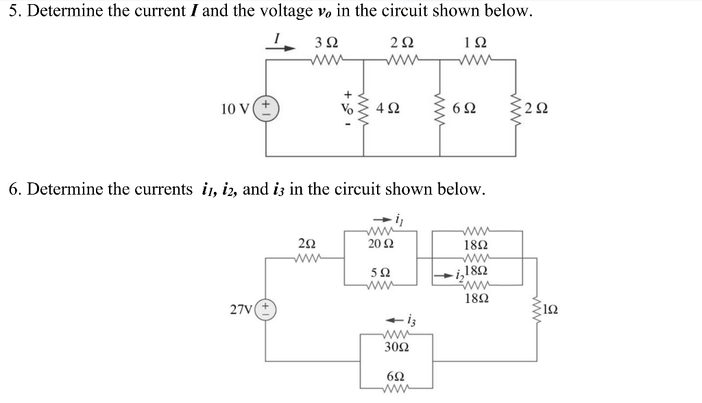 Solved 5. Determine the current I and the voltage vo in the | Chegg.com