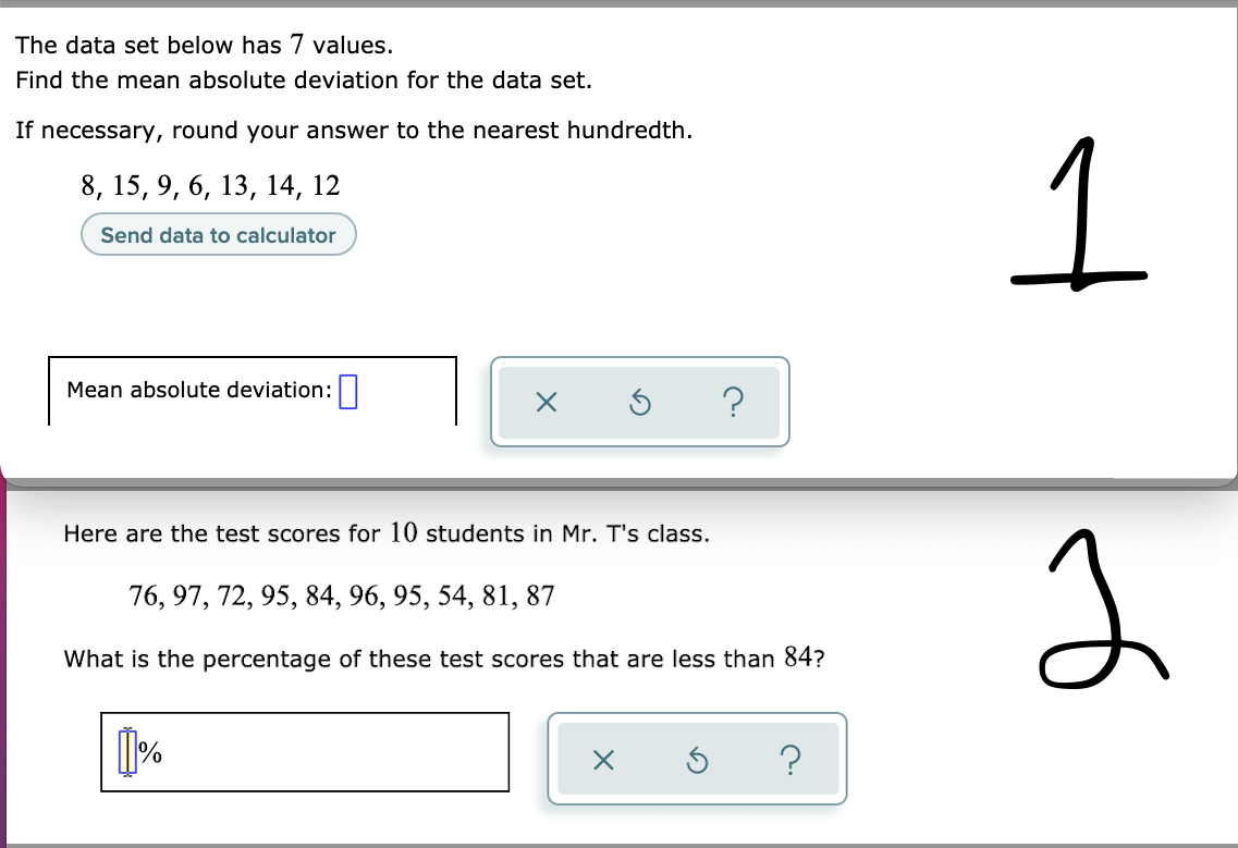 Solved The data set below has 7 values. Find the mean | Chegg.com