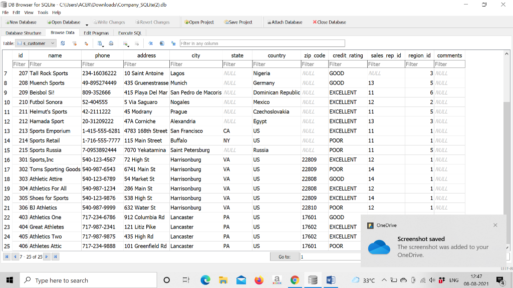 Solved 난 DB Browser for SQLite - | Chegg.com