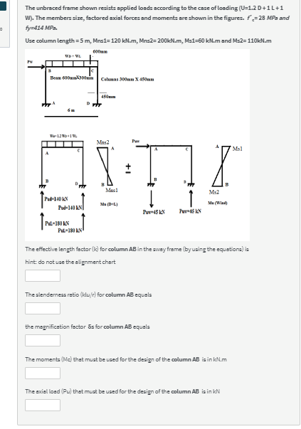 Solved The unbraced frame shown resists applied loads | Chegg.com
