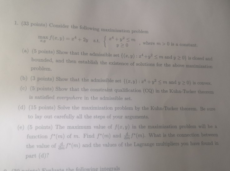 Solved 1. (33 points) Consider the following maximization | Chegg.com