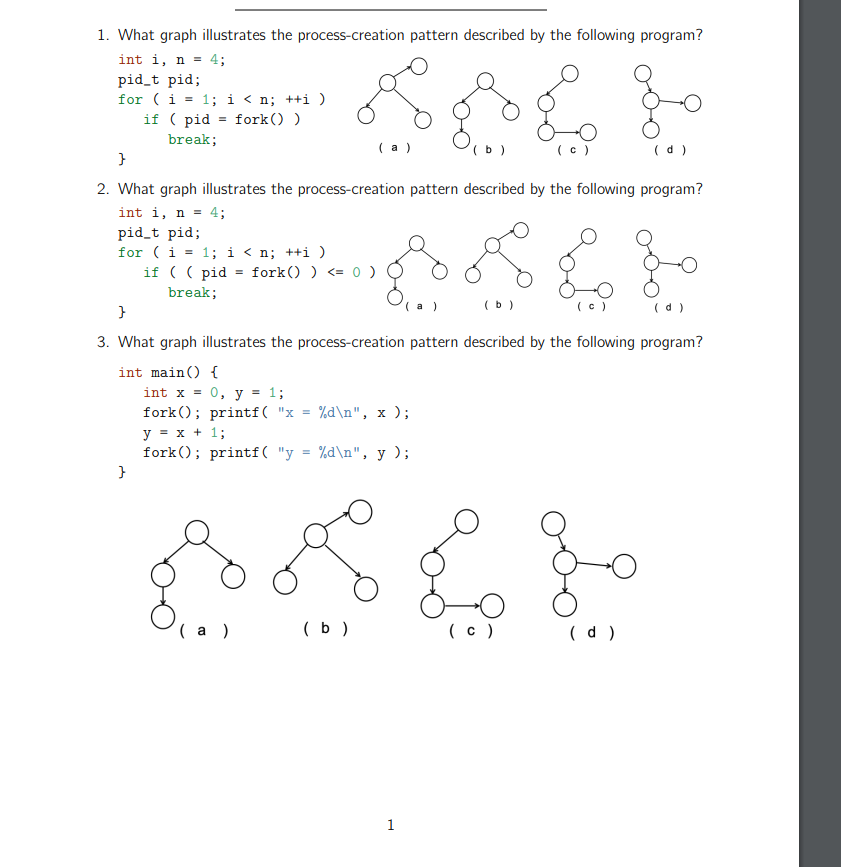 1. What graph illustrates the process-creation | Chegg.com