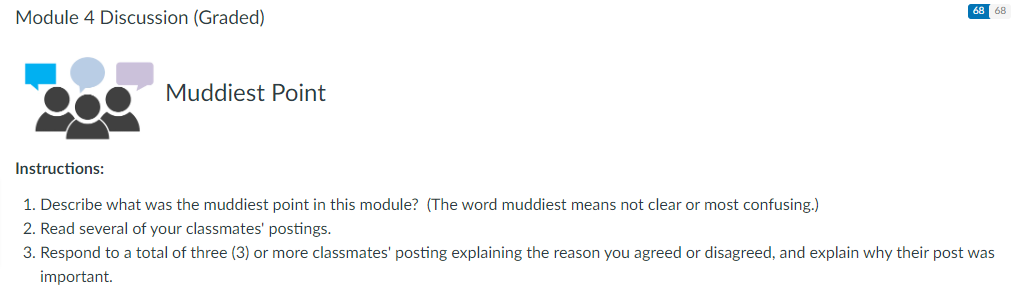 Solved Module 4 Discussion (Graded) Muddiest Point | Chegg.com