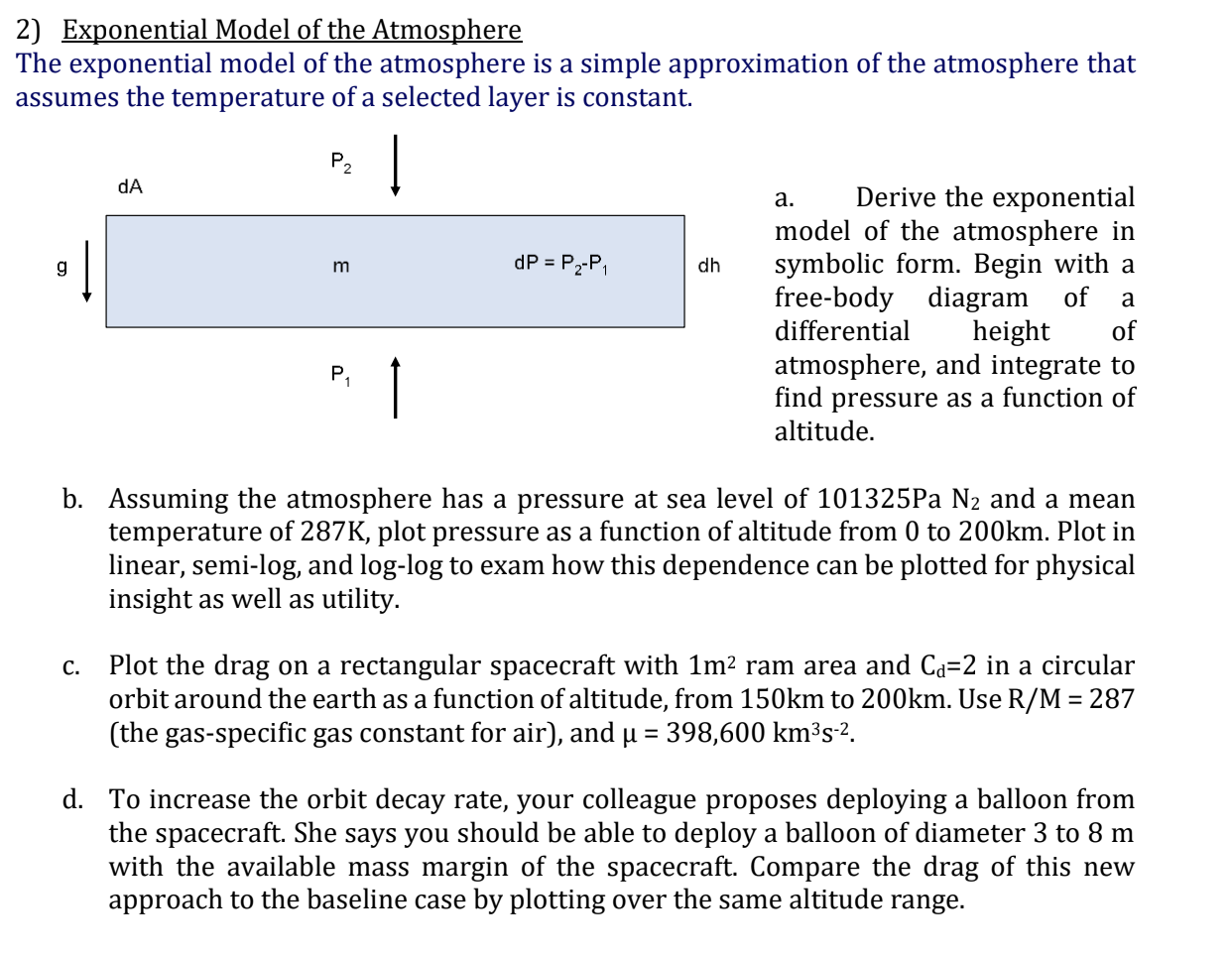 2) Exponential Model of the Atmosphere The | Chegg.com