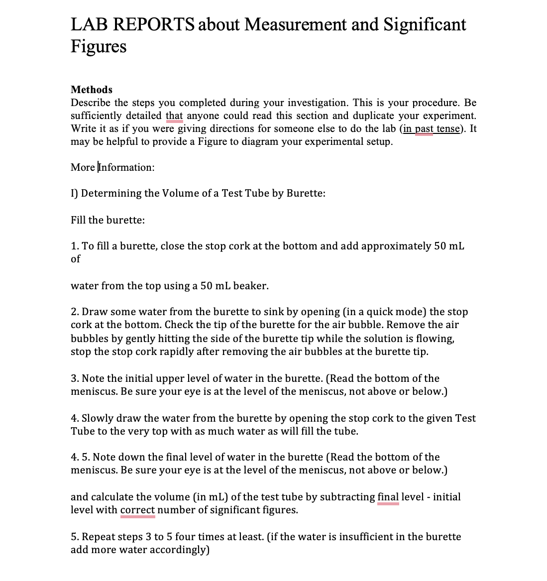 LAB REPORTS about Measurement and Significant Figures | Chegg.com