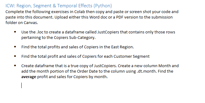 Solved Icw Region Segment And Temporal Effects Python 