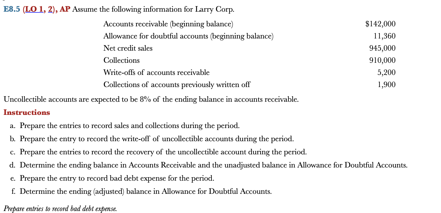 Solved Uncollectible accounts are expected to be 8% of the | Chegg.com