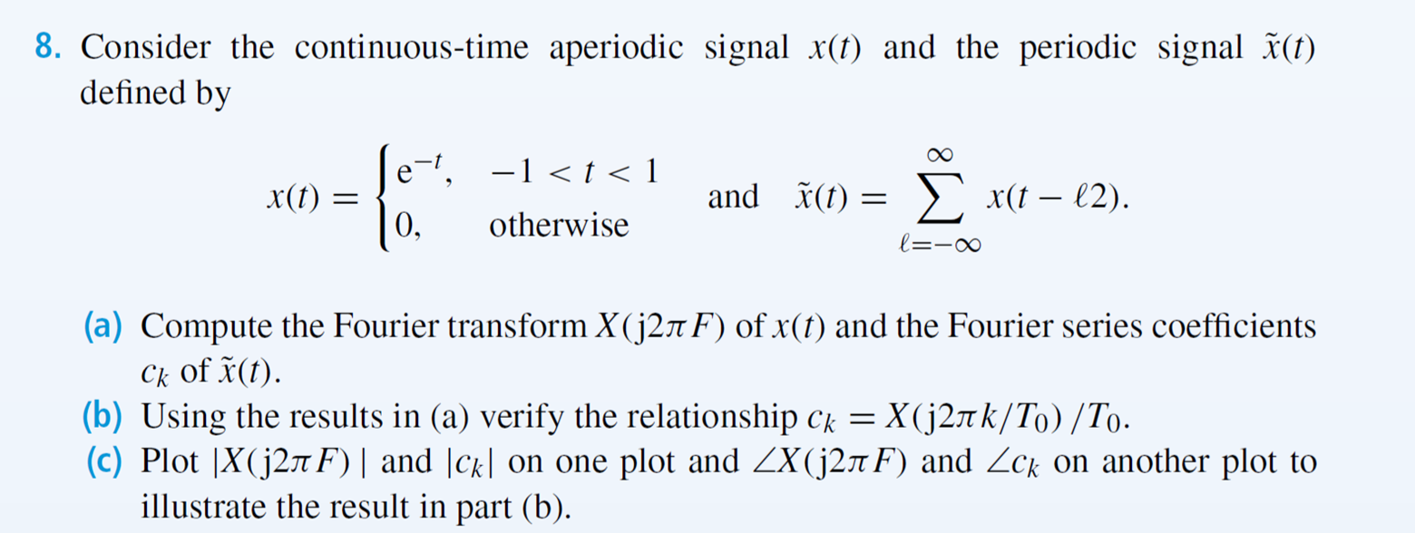 Solved Consider the continuous-time aperiodic signal x(t) | Chegg.com