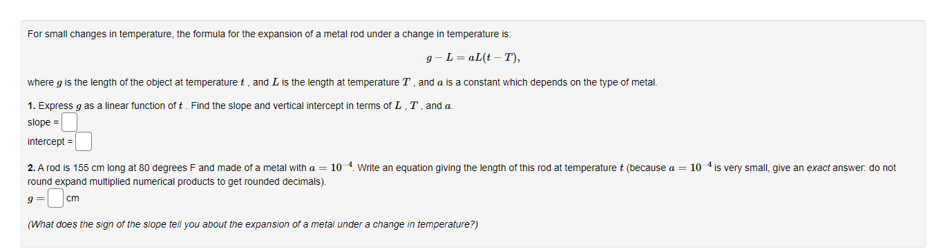 Solved For small changes in temperature, the formula for the | Chegg.com