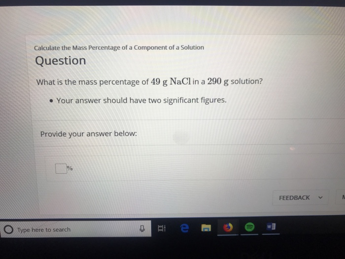 Solved Calculate the Mass Percentage of a Component of a | Chegg.com