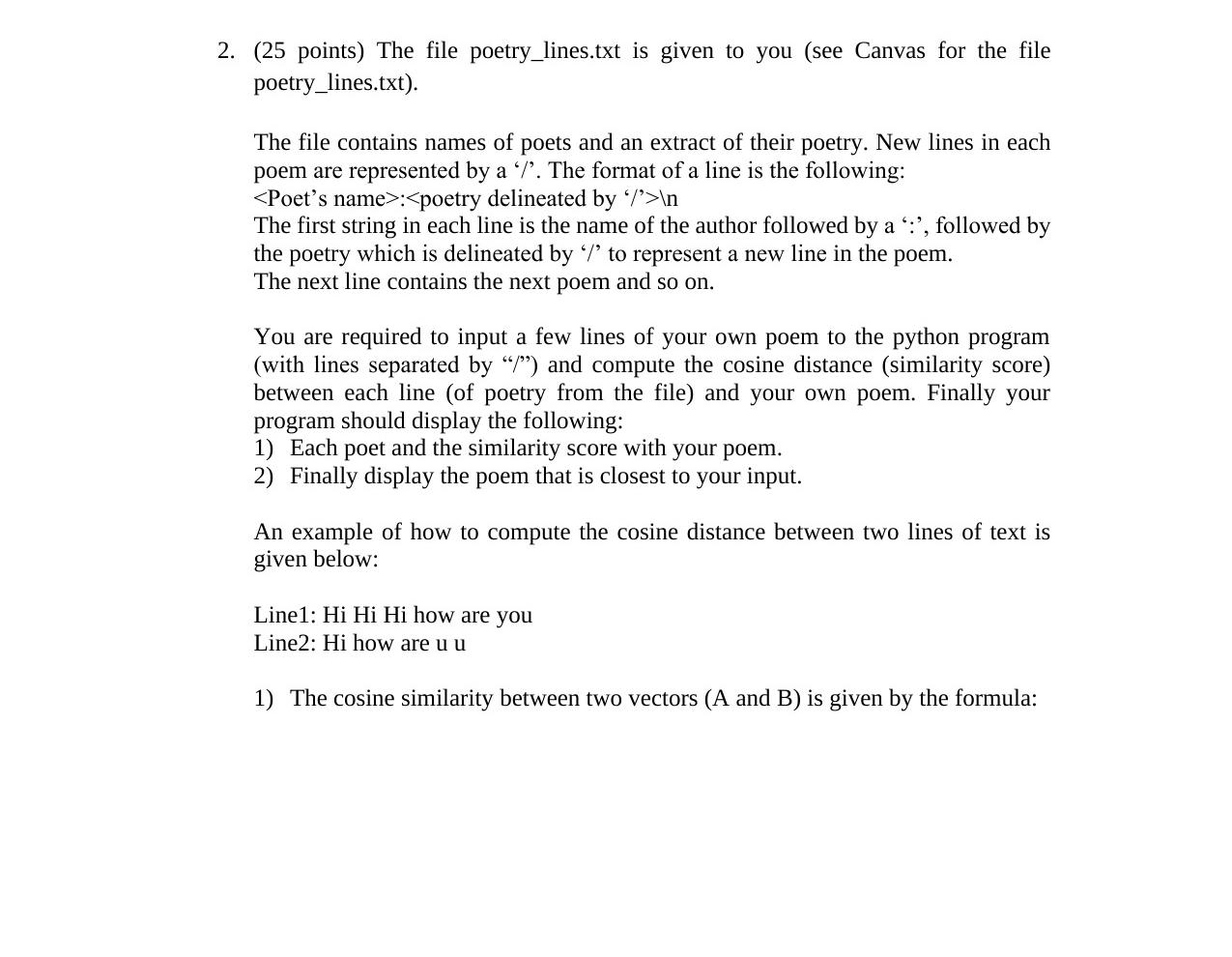 Solved 2. (25 points) The file poetry_lines.txt is given to | Chegg.com