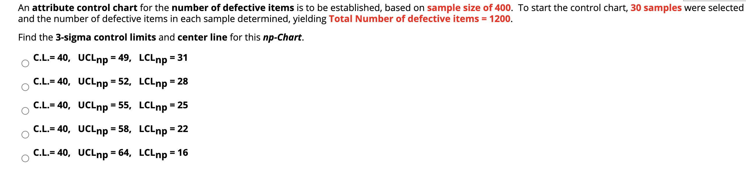 Solved An attribute control chart for the number of | Chegg.com