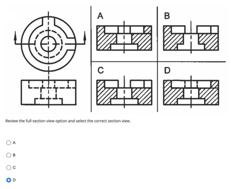 Solved A B с D i-r14 L. PLE Review the full section view | Chegg.com