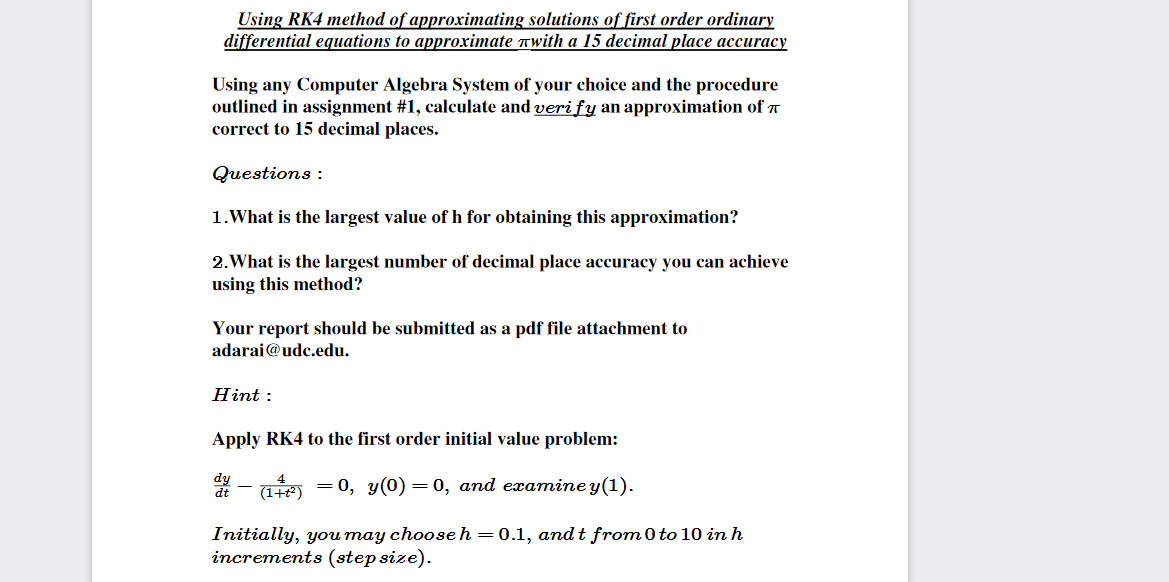 Solved Using RK4 method of approximating solutions of first | Chegg.com Solved Using RK4 method of approximating solutions of first | Chegg.com
