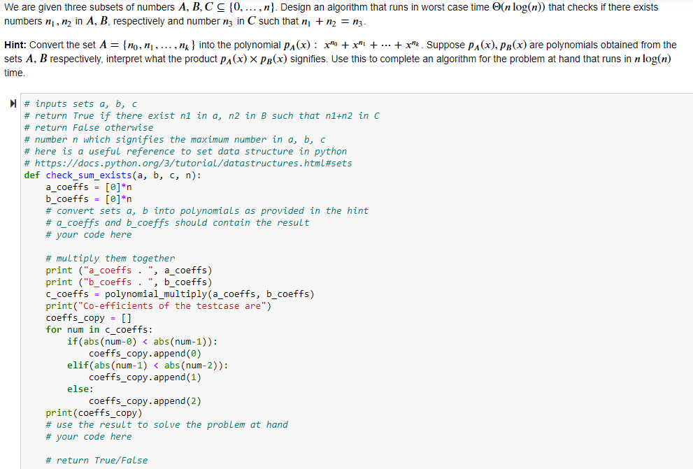 Solved We are given three subsets of numbers A, B, C C | Chegg.com