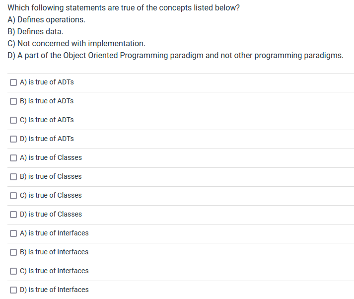 Solved Which following statements are true of the concepts | Chegg.com