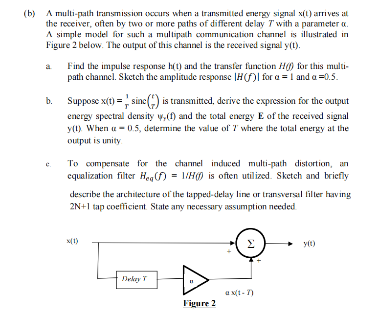 Solved A multi-path transmission occurs when a transmitted | Chegg.com
