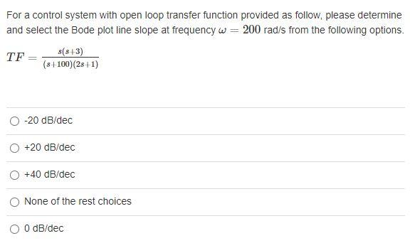 Solved For a control system with open loop transfer function | Chegg.com