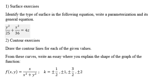 Solved 1) Surface exercises Identify the type of surface in | Chegg.com