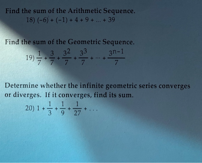 Solved Find the sum of the Arithmetic Sequence. 18) | Chegg.com