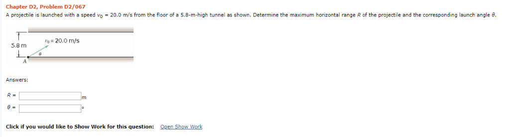 Solved Chapter D2, Problem D2/067 A projectile s launched | Chegg.com